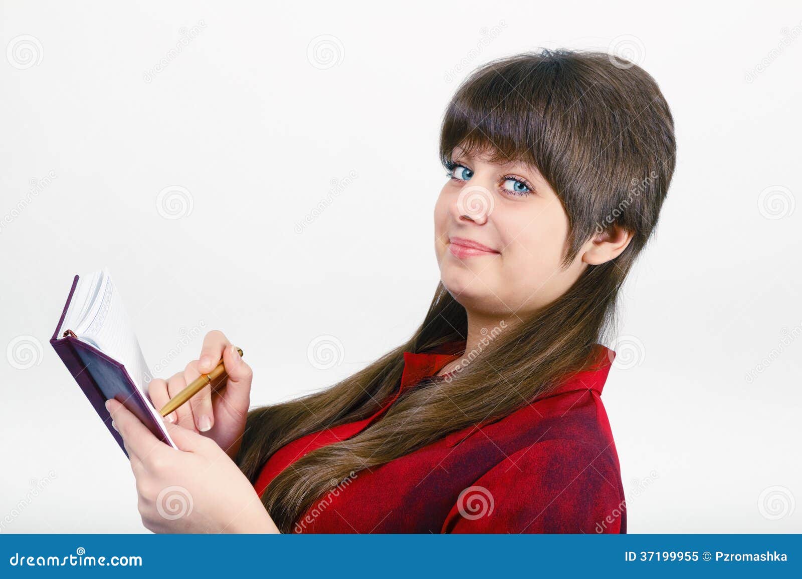 Young Woman with a Notepad and Pen Stock Image - Image of beautiful ...