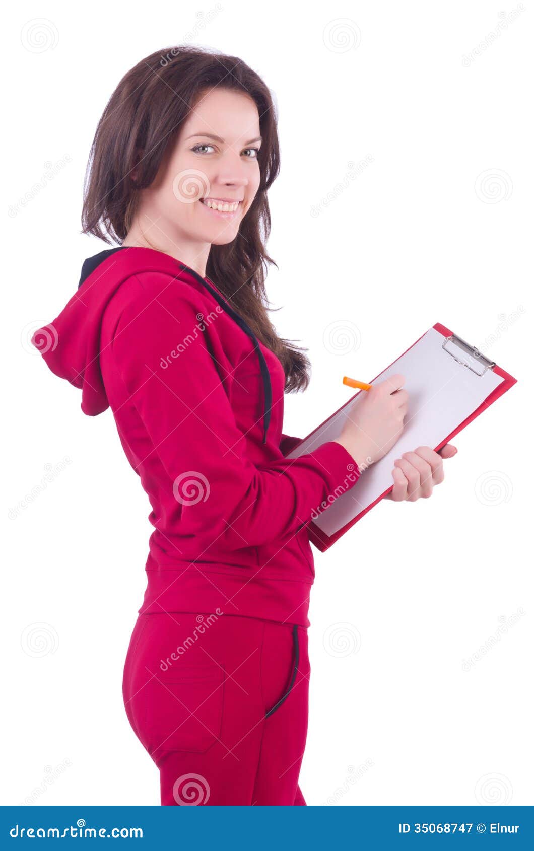 Young woman with notepad stock image. Image of athletic - 35068747