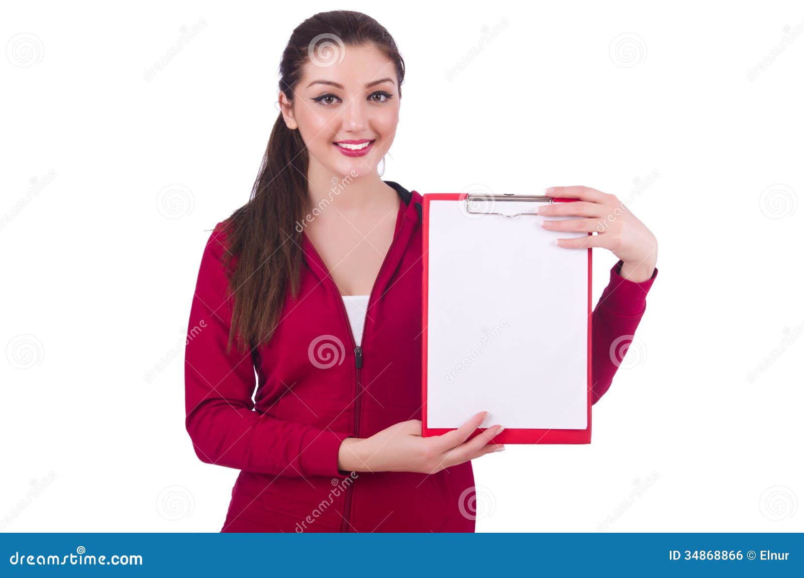 Young Woman with Notepad Writing Stock Photo - Image of holder ...