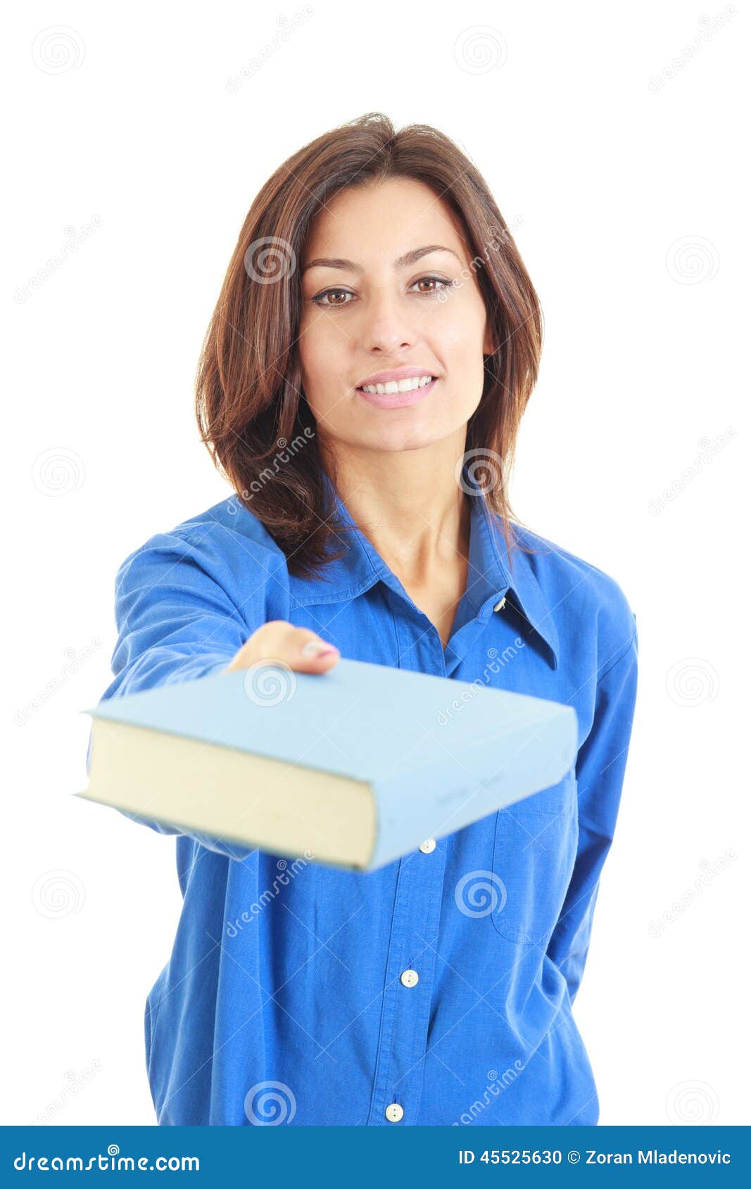 Young Woman Offering or Giving Book Stock Photo - Image of looking ... Young Woman Offering or Giving Book Stock Photo - Image of looking ...