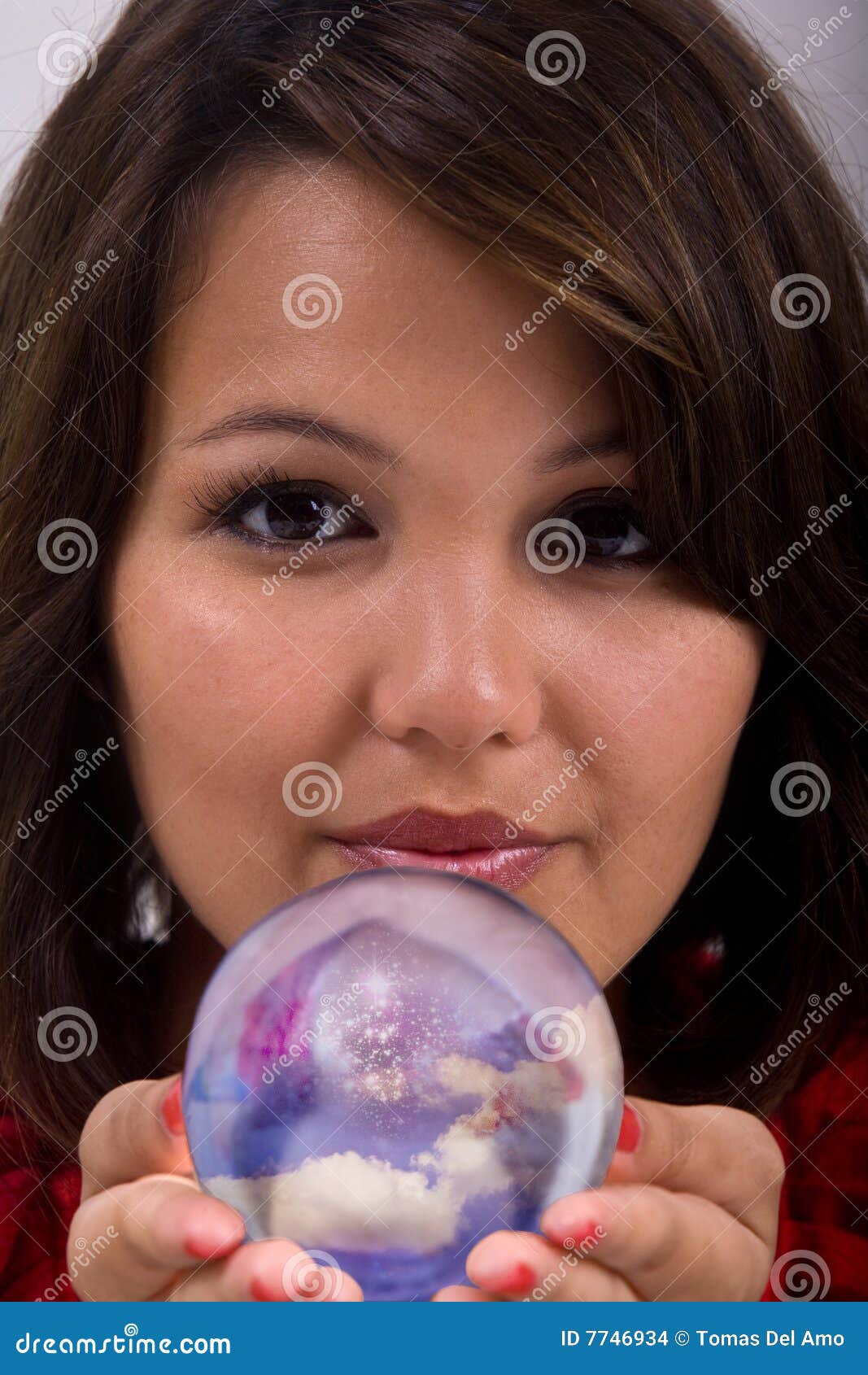 A Young Woman Offers a Crystal Ball Stock Photo - Image of magic ...