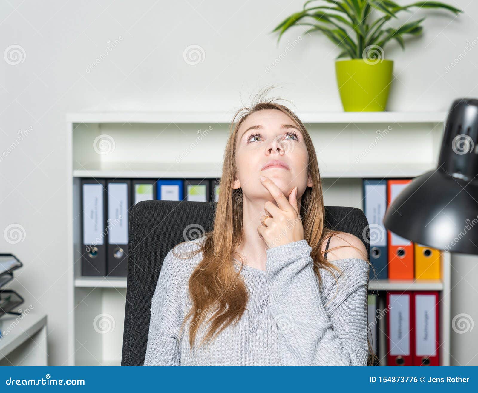 Young Woman in the Office Has a Sudden Inspiration Stock Photo - Image ...