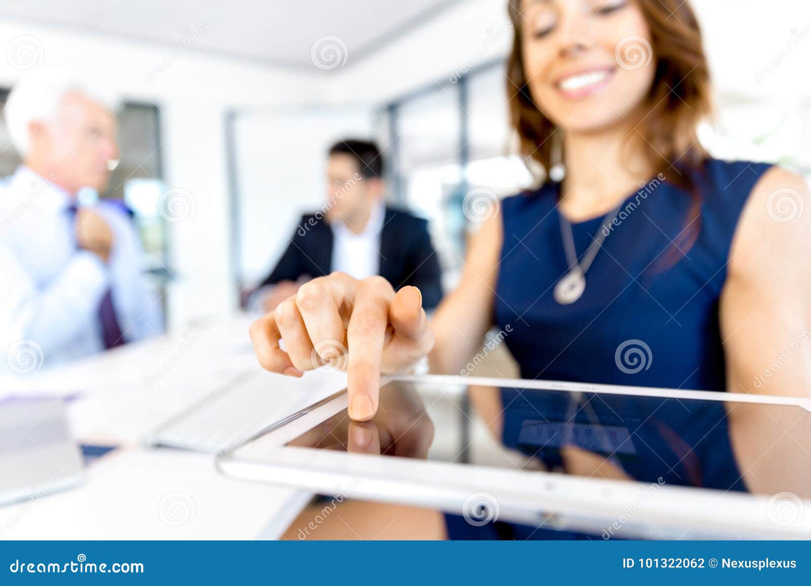 Young Woman in Office Using Tablet Stock Photo - Image of hipster, home ...