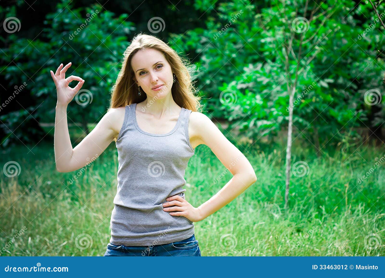 Young woman, Ok sign stock photo. Image of caucasian - 33463012