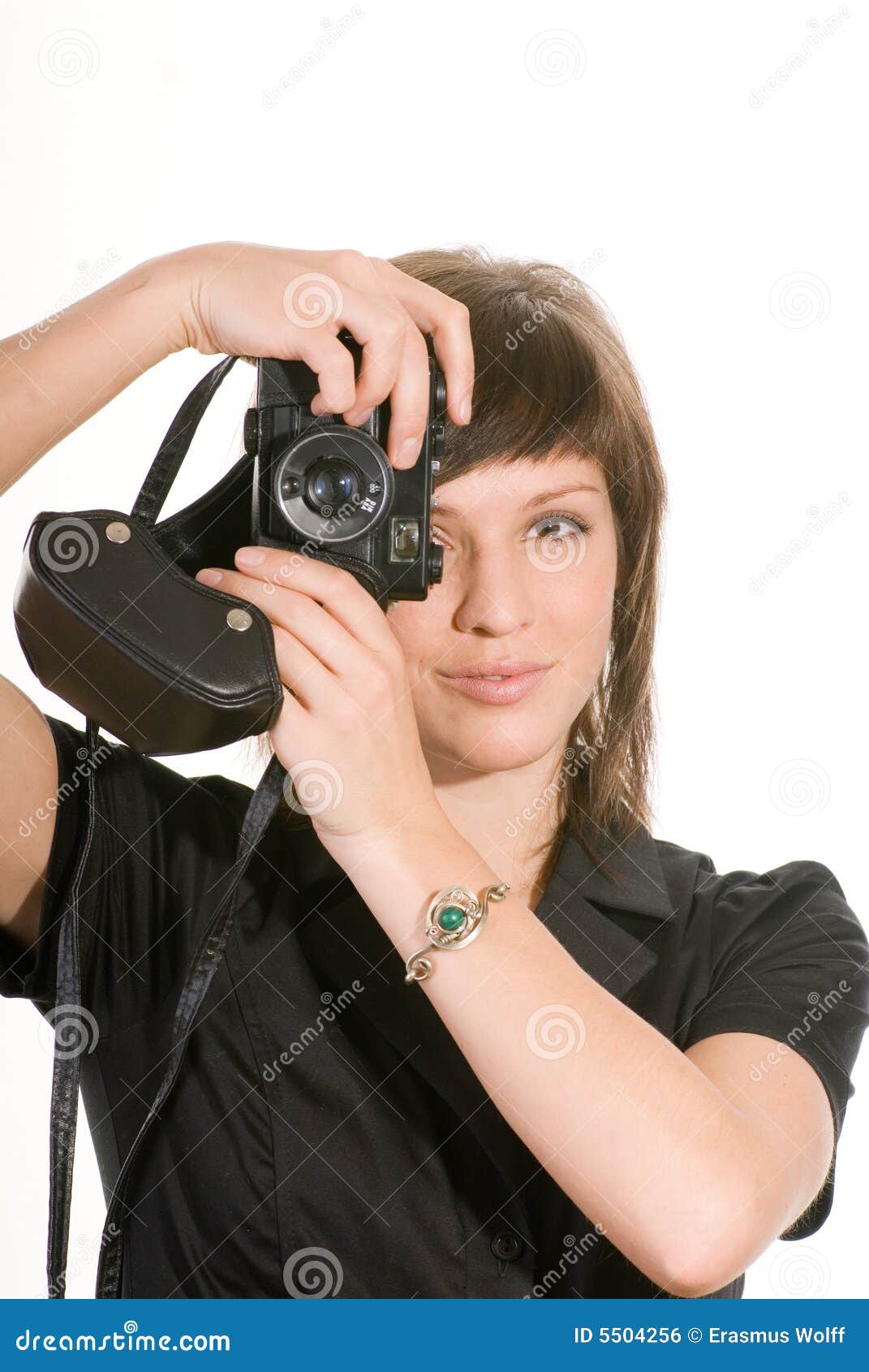 Young Woman with Old Camera Stock Photo - Image of fashionable, single ...