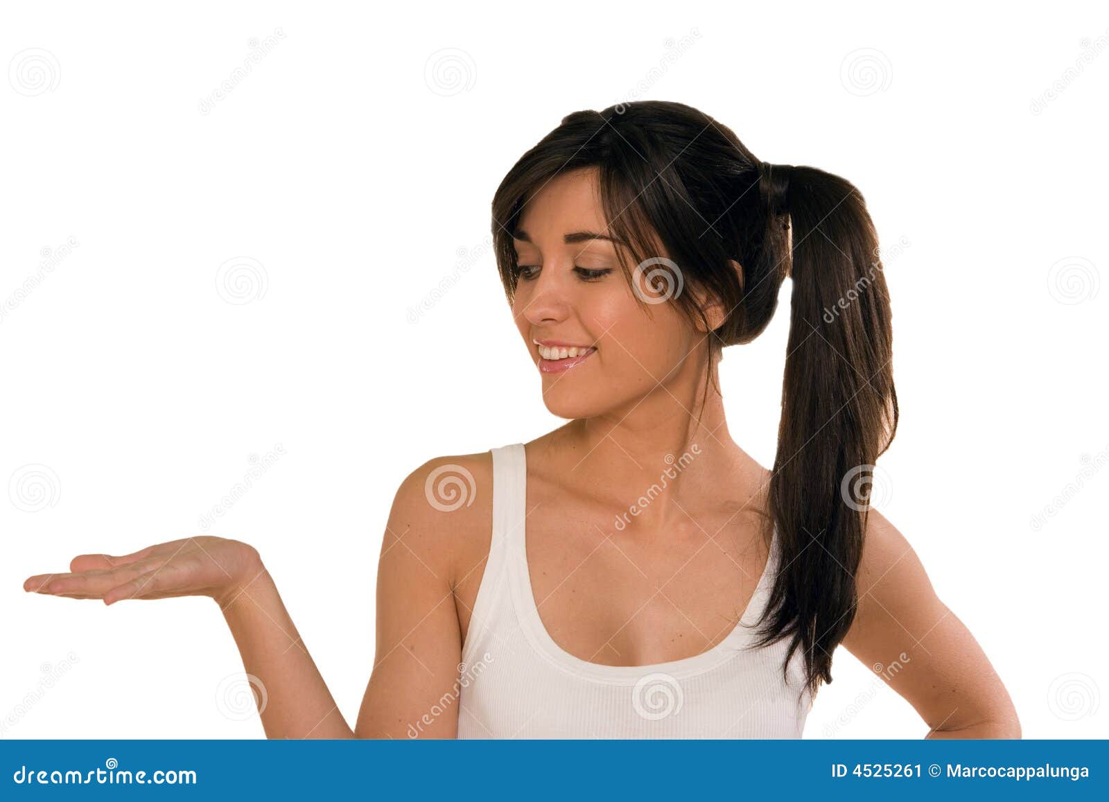 Young Woman with an Open Hand,palm Up Stock Image - Image of beauty ...