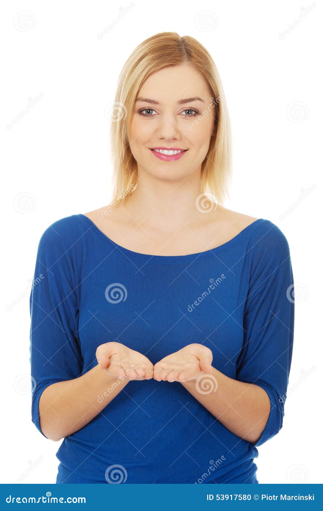 Young Woman with Open Hands. Stock Photo - Image of open, arms: 53917580