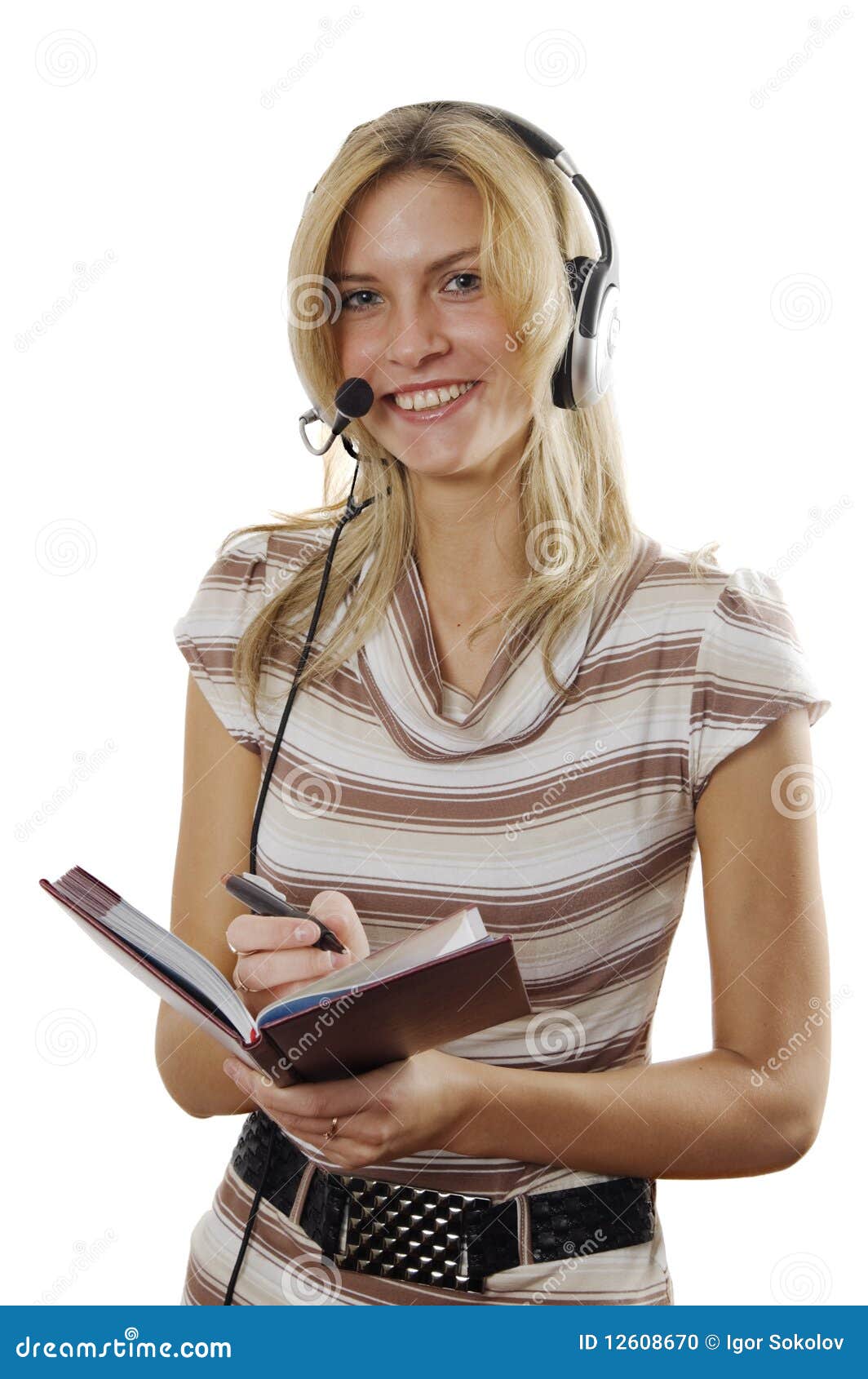 The Young Woman the Operator Stock Photo - Image of hotline ...