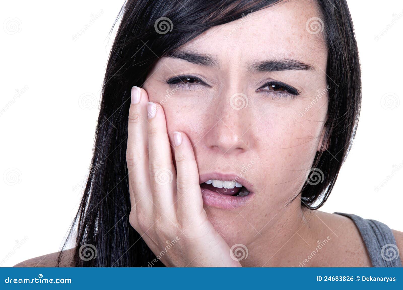 Young Woman in Pain is Having Toothache Stock Photo - Image of females ...