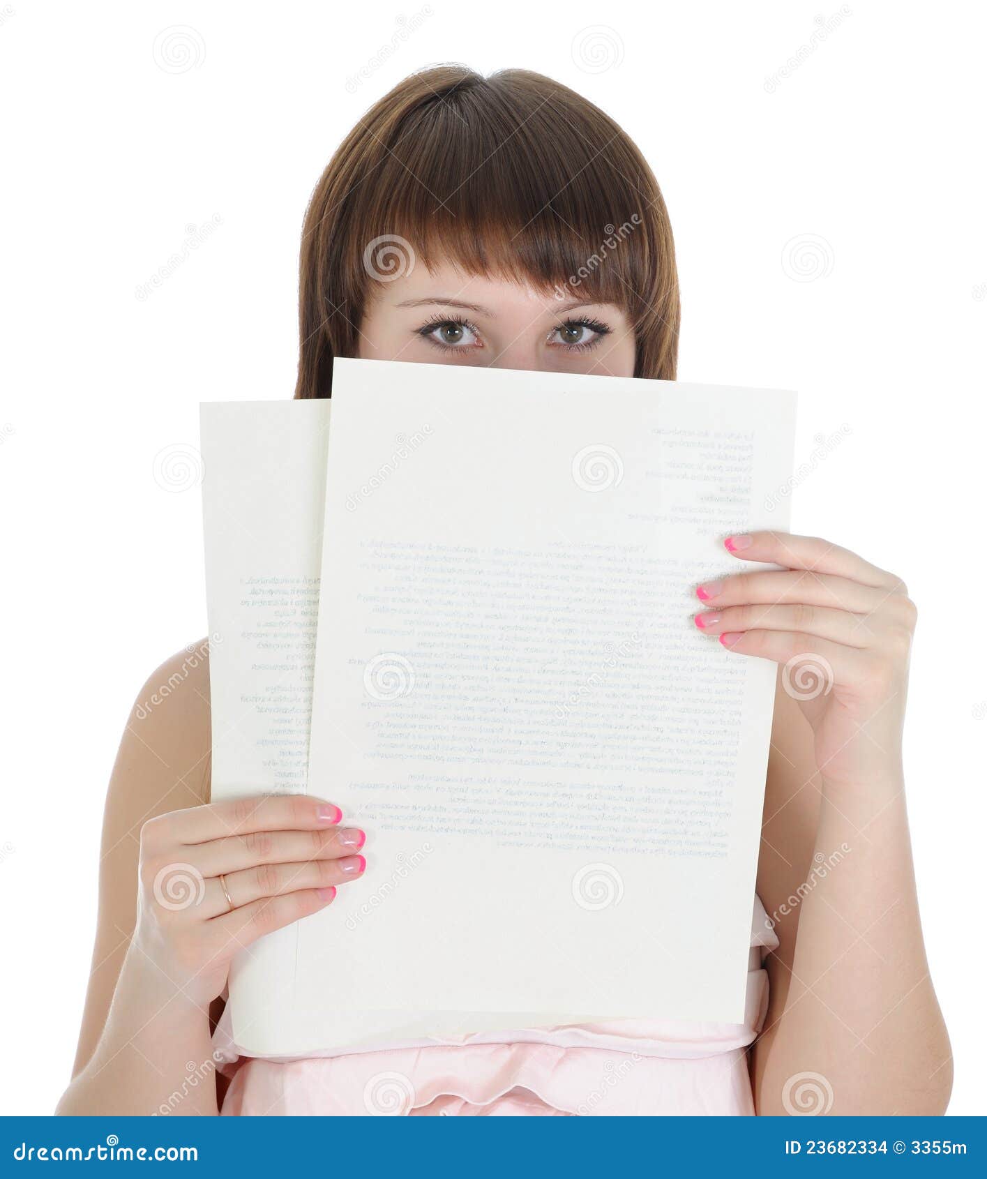 Young woman with paper. stock photo. Image of woman, cute - 23682334