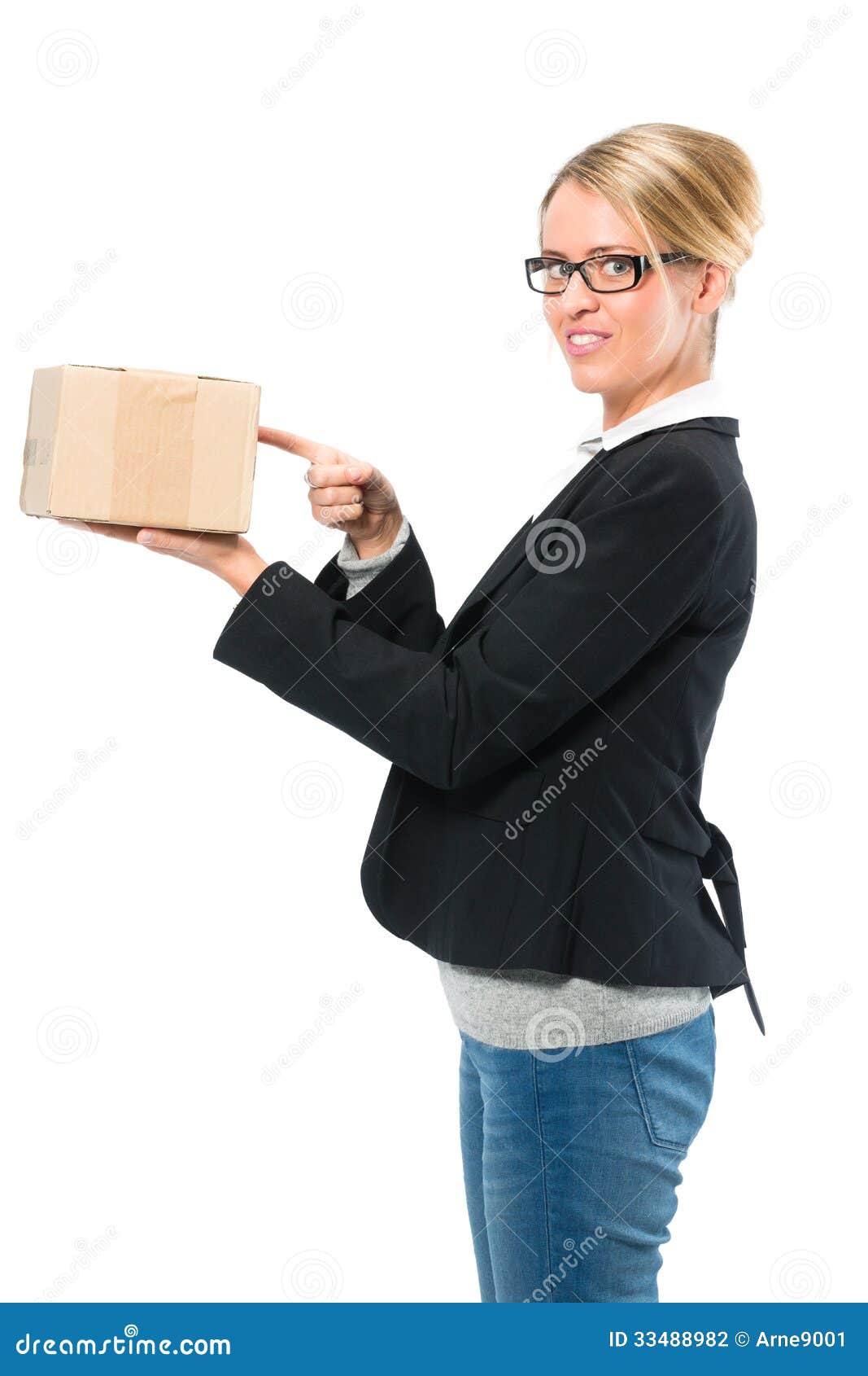 Young woman with a parcel stock photo. Image of shipment - 33488982
