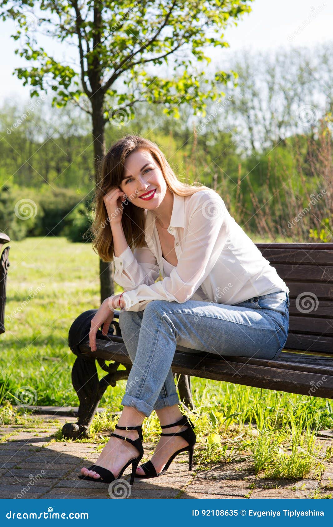 Young woman in the park stock image. Image of fresh, park - 92108635