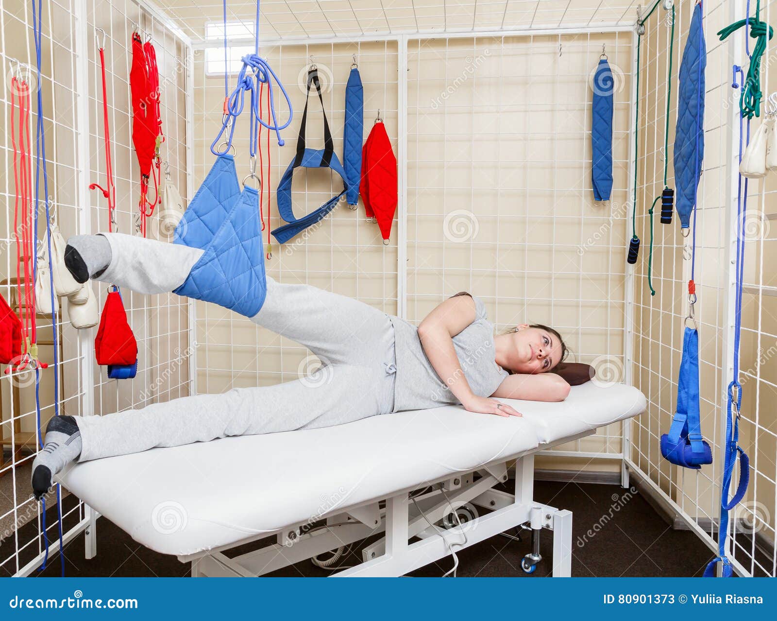 Young Woman Patient Doing Physical Exercises in a Rehabilitation Study ...