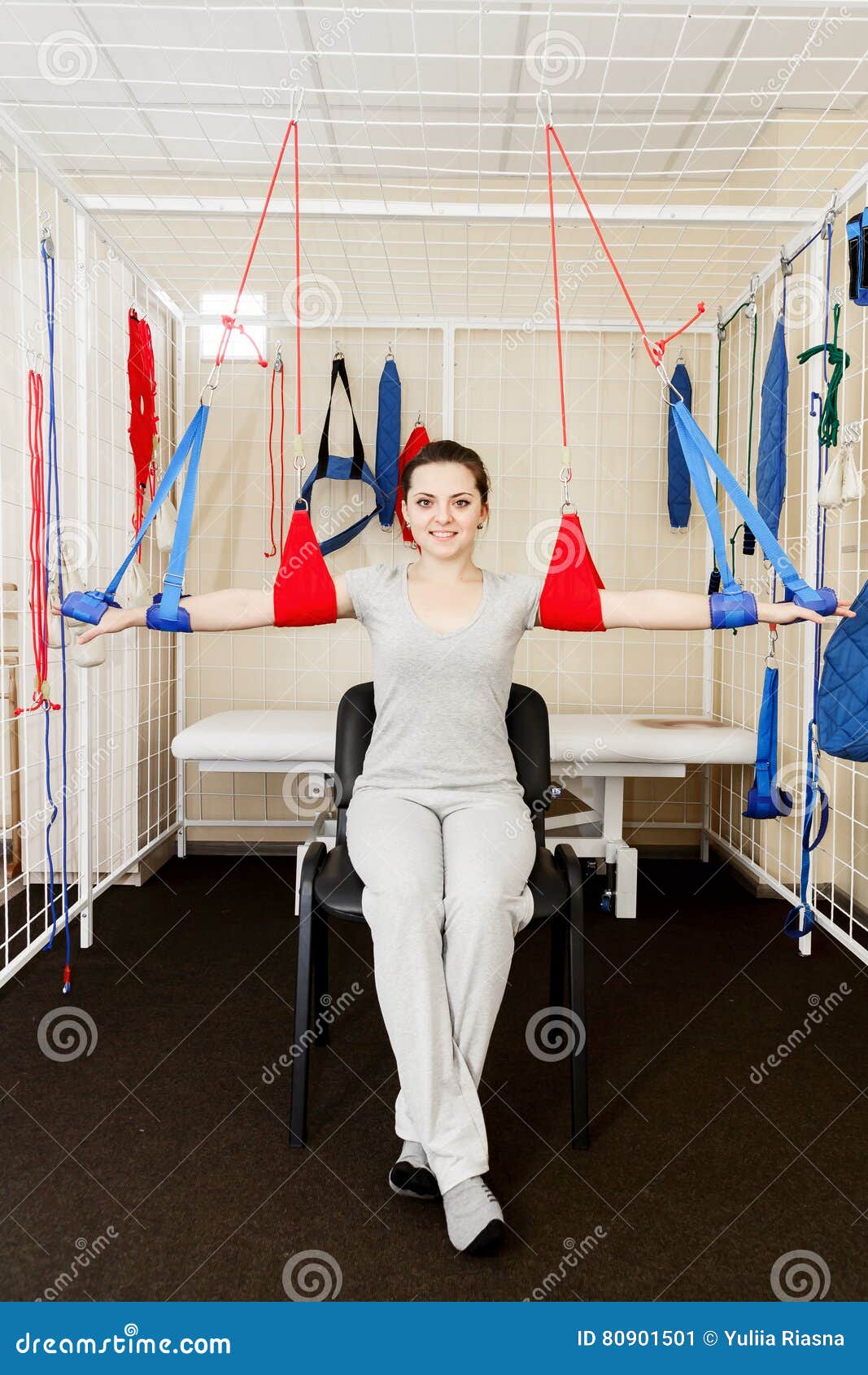 Young Woman Patient Doing Physical Exercises in a Rehabilitation Study ...