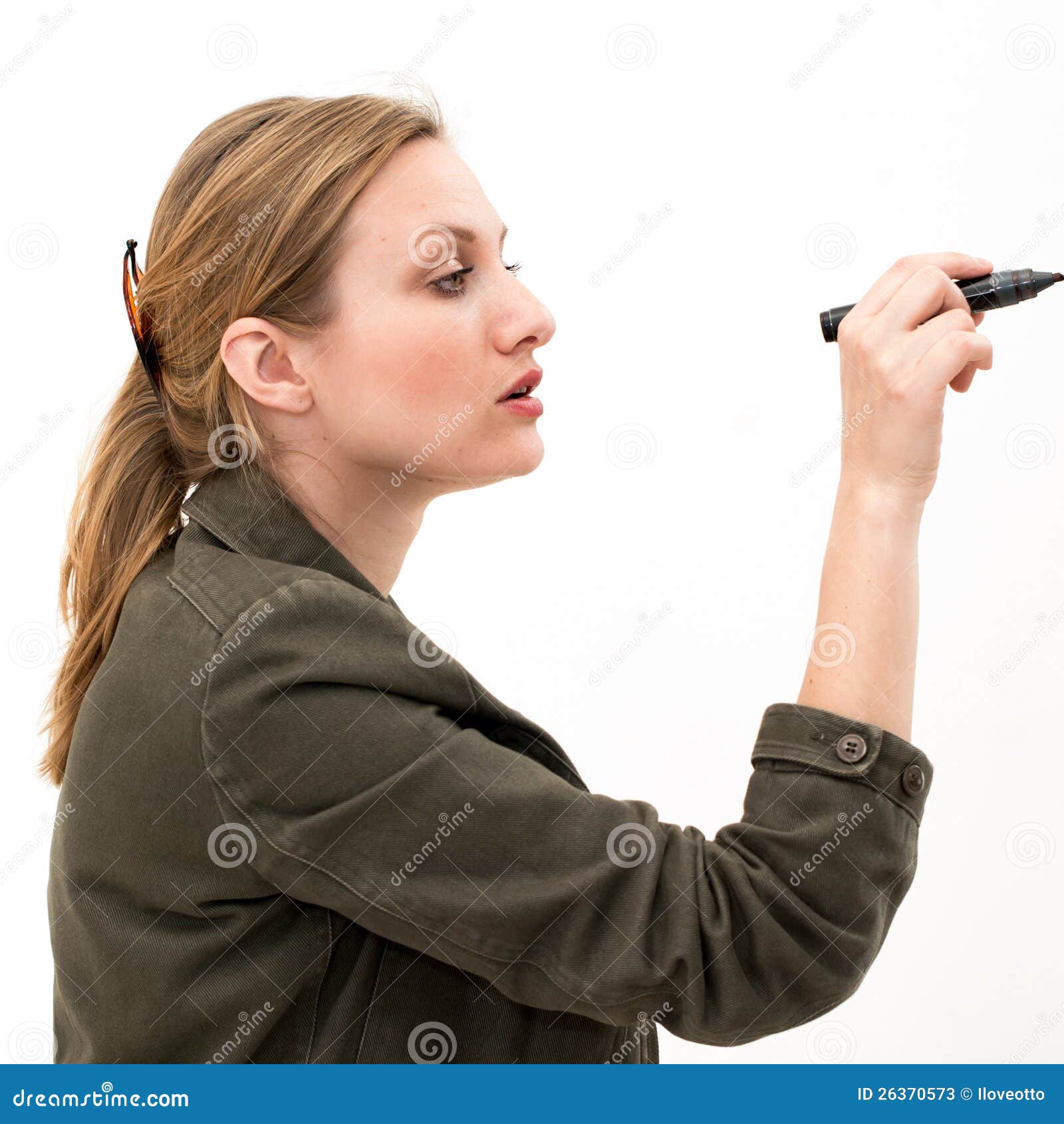 Young woman with pen stock image. Image of businesspeople - 26370573