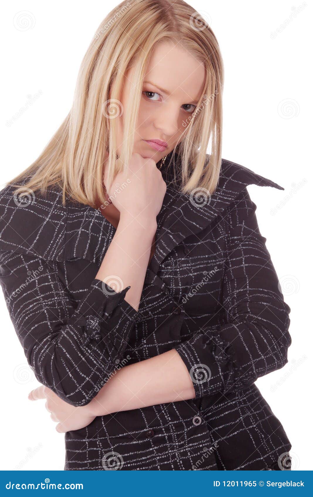 Young Woman with a Pensive Look Stock Image - Image of blond, shot ...