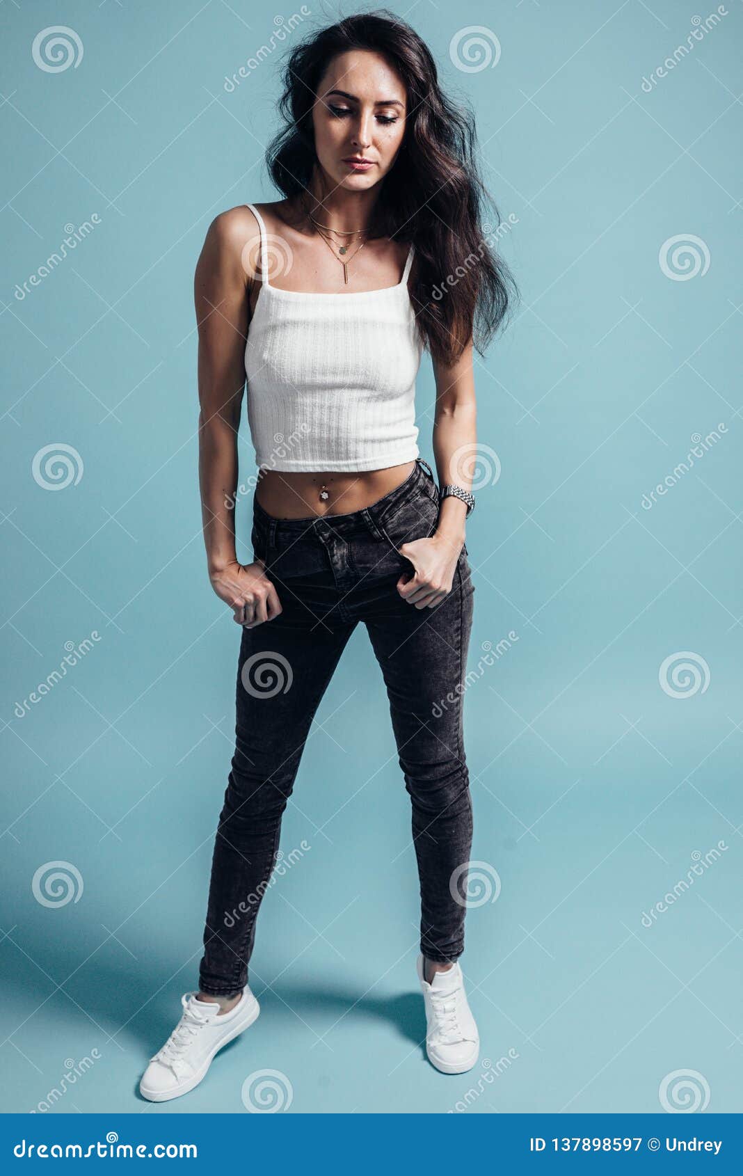 Young Woman with Perfect Body Posing in Studio Stock Image - Image of ...