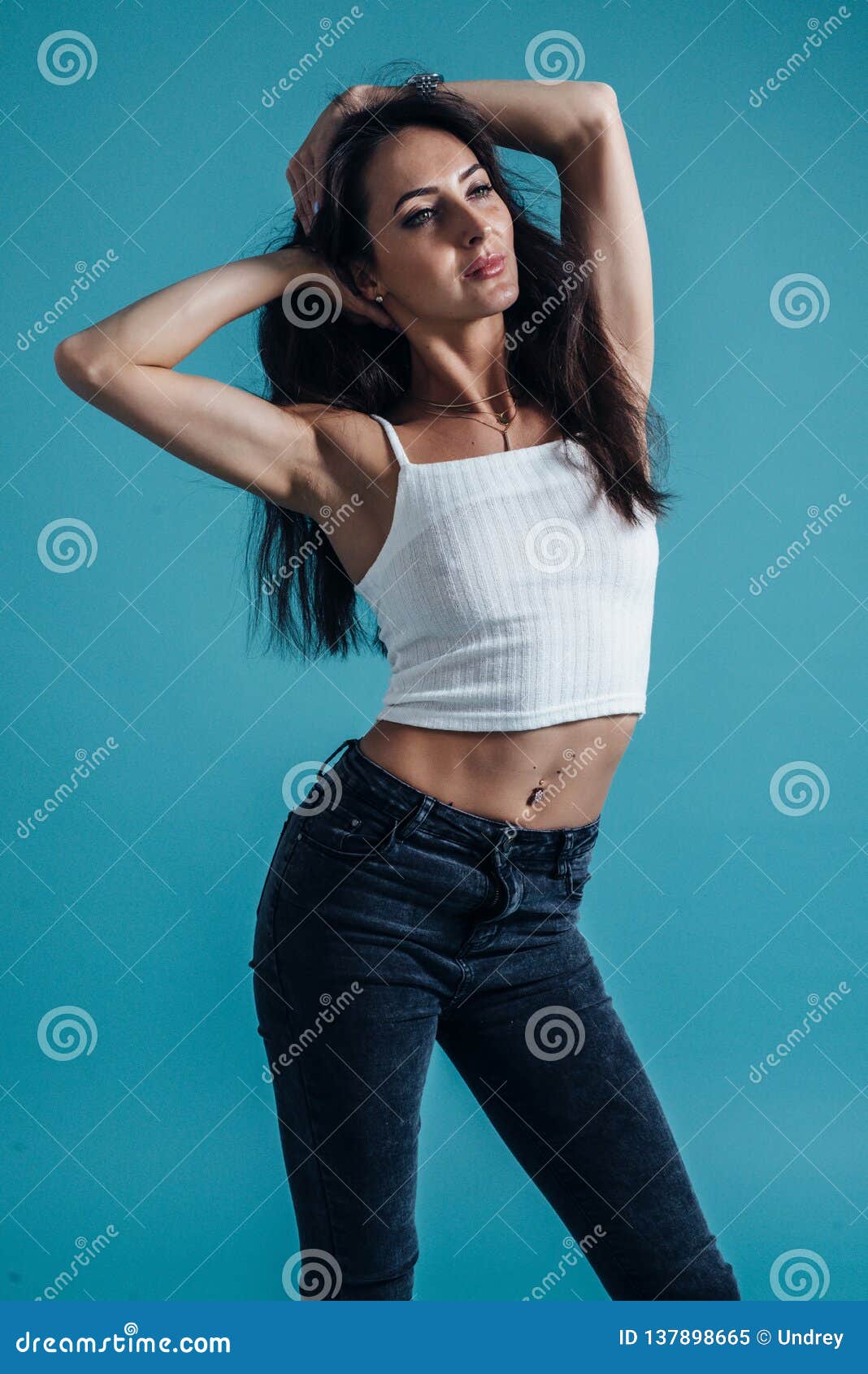 Young Woman with Perfect Body Posing in Studio Stock Image - Image of ...