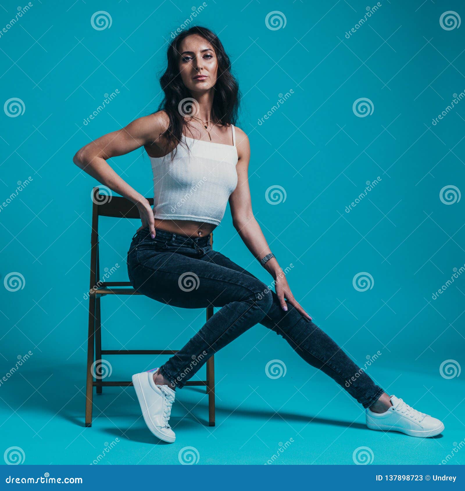 Young Woman with Perfect Body Posing in Studio Stock Image - Image of ...