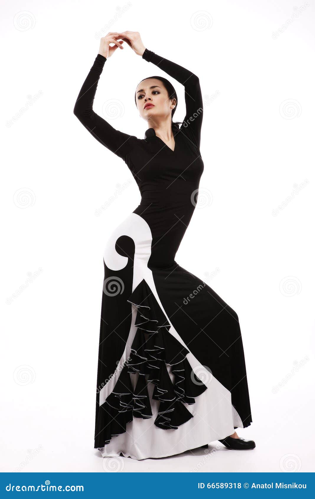 Young Woman Performing Salsa Dance With Passion Isolated On White