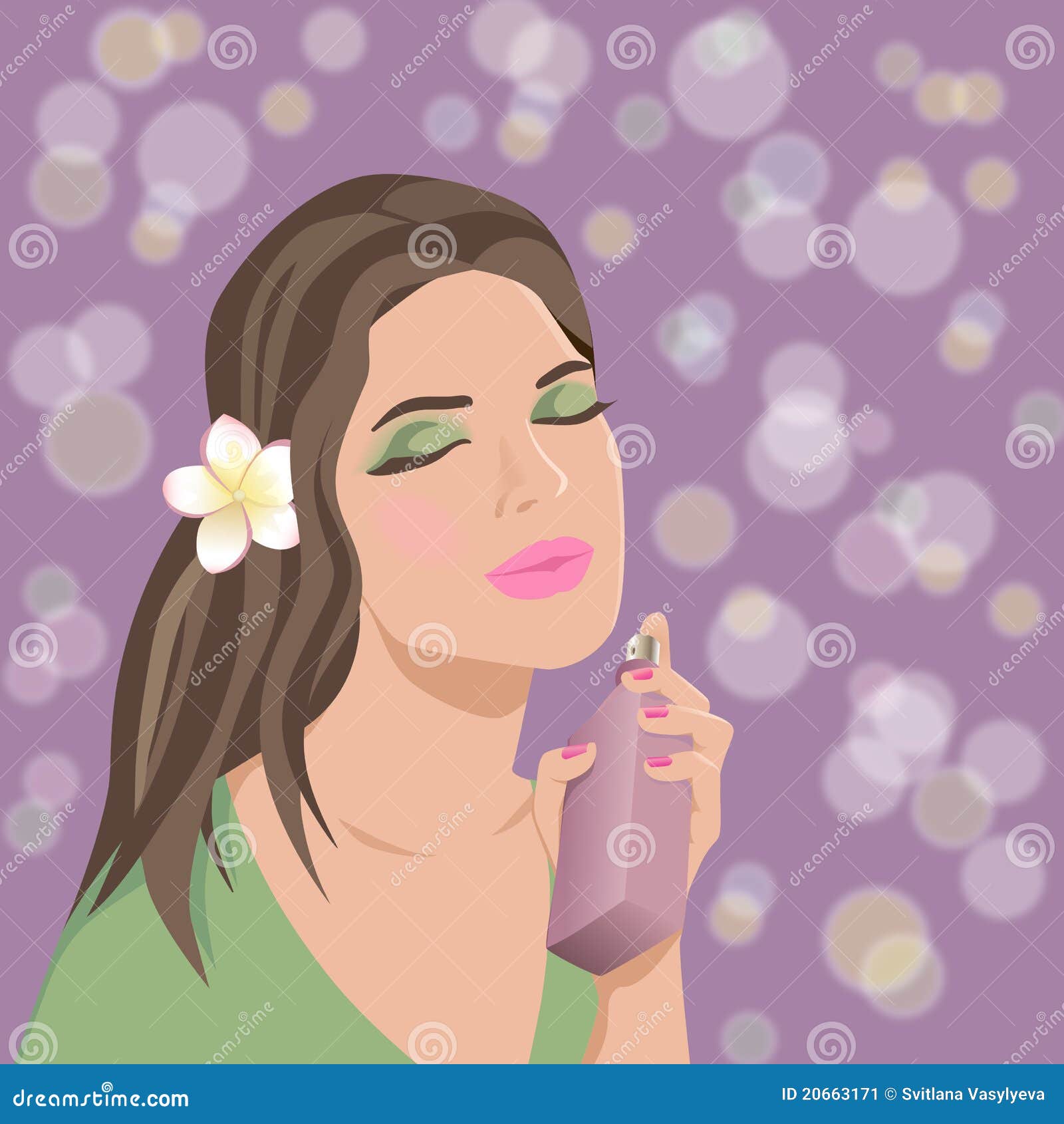 Young woman with perfume stock vector. Illustration of eyes - 20663171