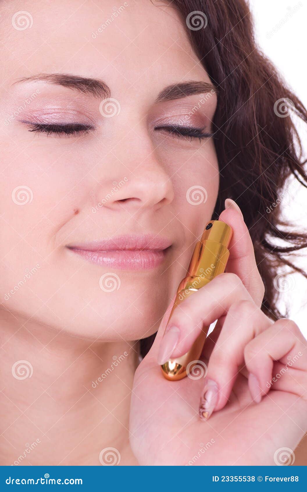 Young Woman with Perfume Bottle Stock Photo - Image of human ...
