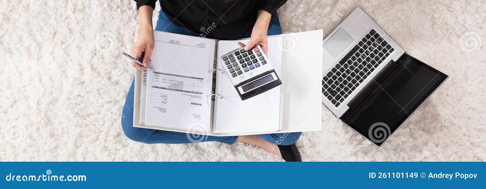 Young Woman Person Calculating Bills Stock Image - Image of young ...