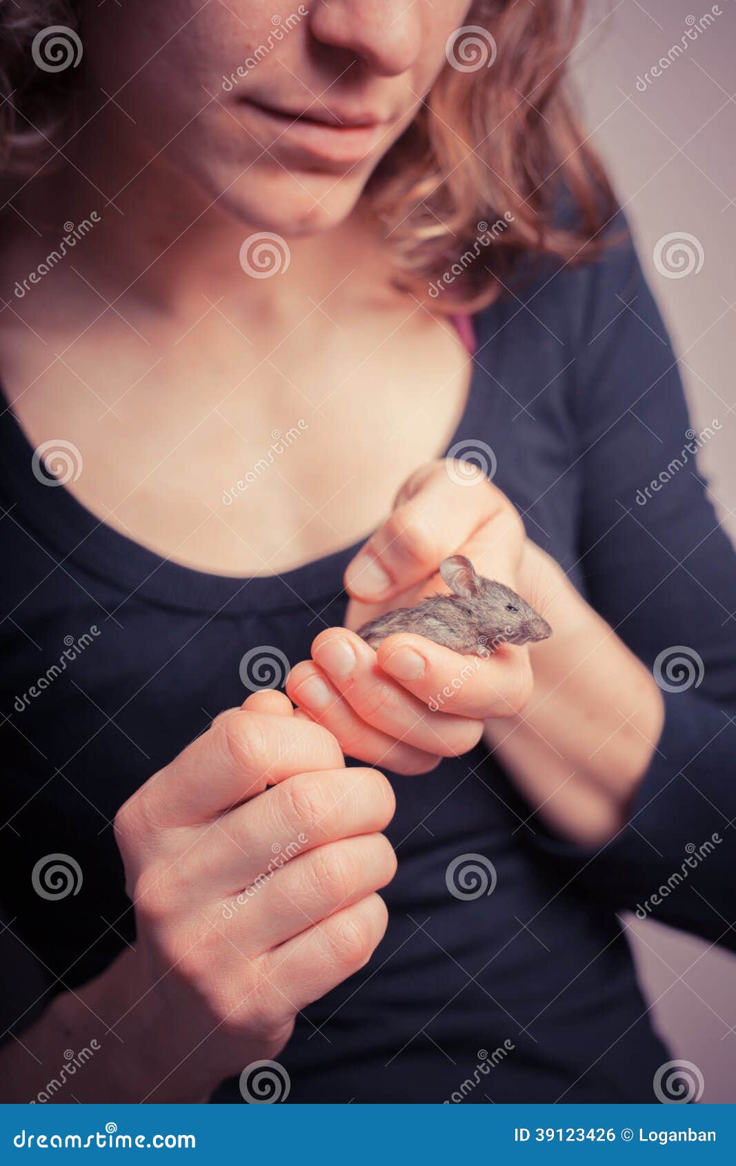Young woman with pet mouse stock photo. Image of girl - 39123426