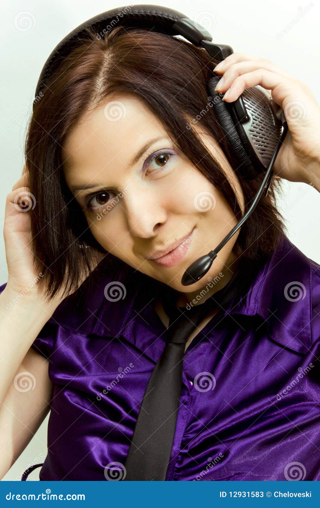 Young Woman with Phone Heads Stock Image - Image of assistant, person ...
