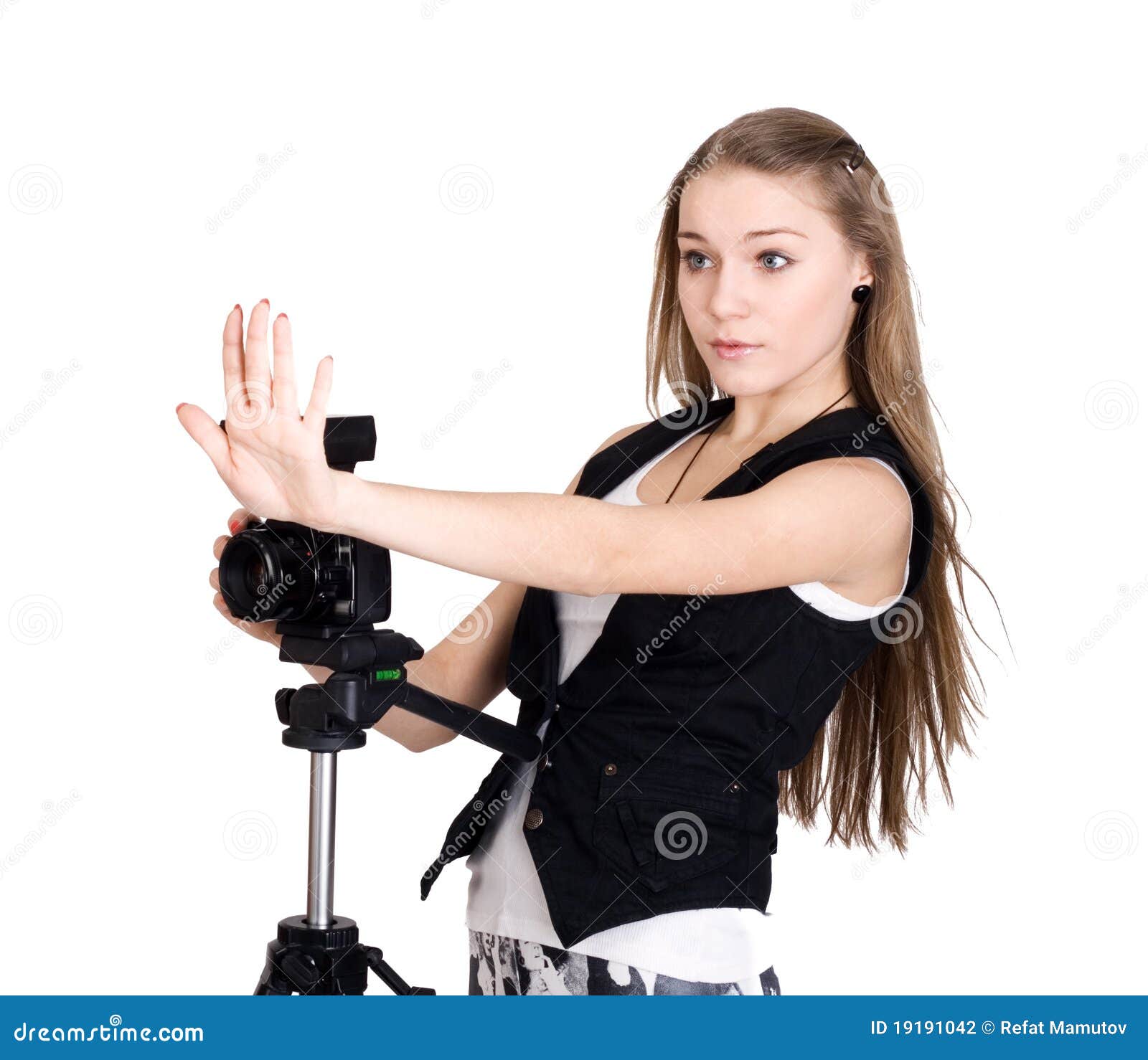 A Young Woman with a Photo Camera Stock Photo - Image of person ...