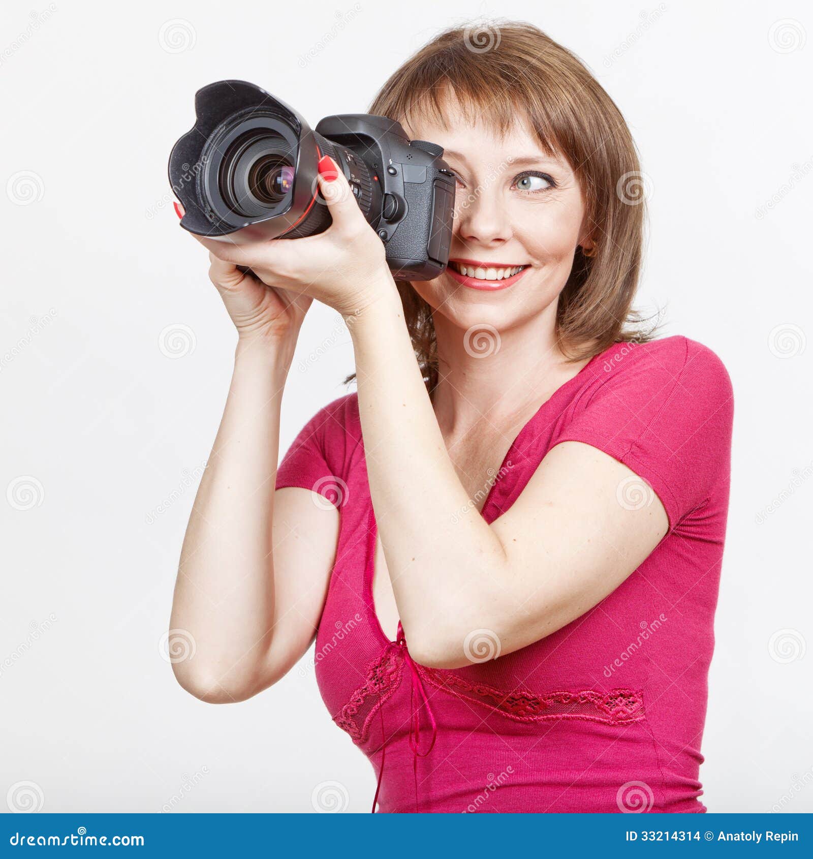 Young woman photographing stock photo. Image of holding - 33214314