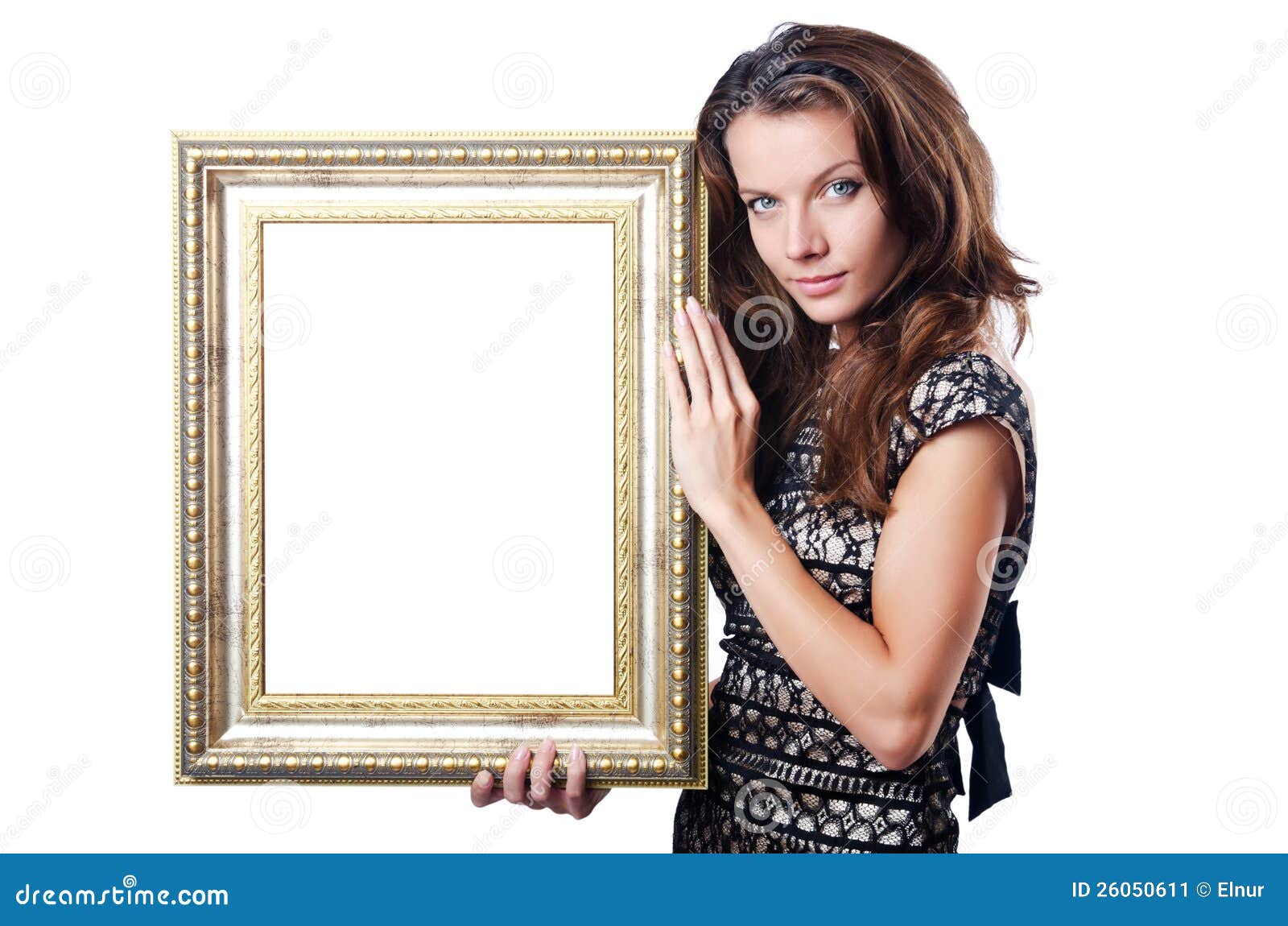 Young Woman with Picture Frame Stock Image - Image of face, adult: 26050611