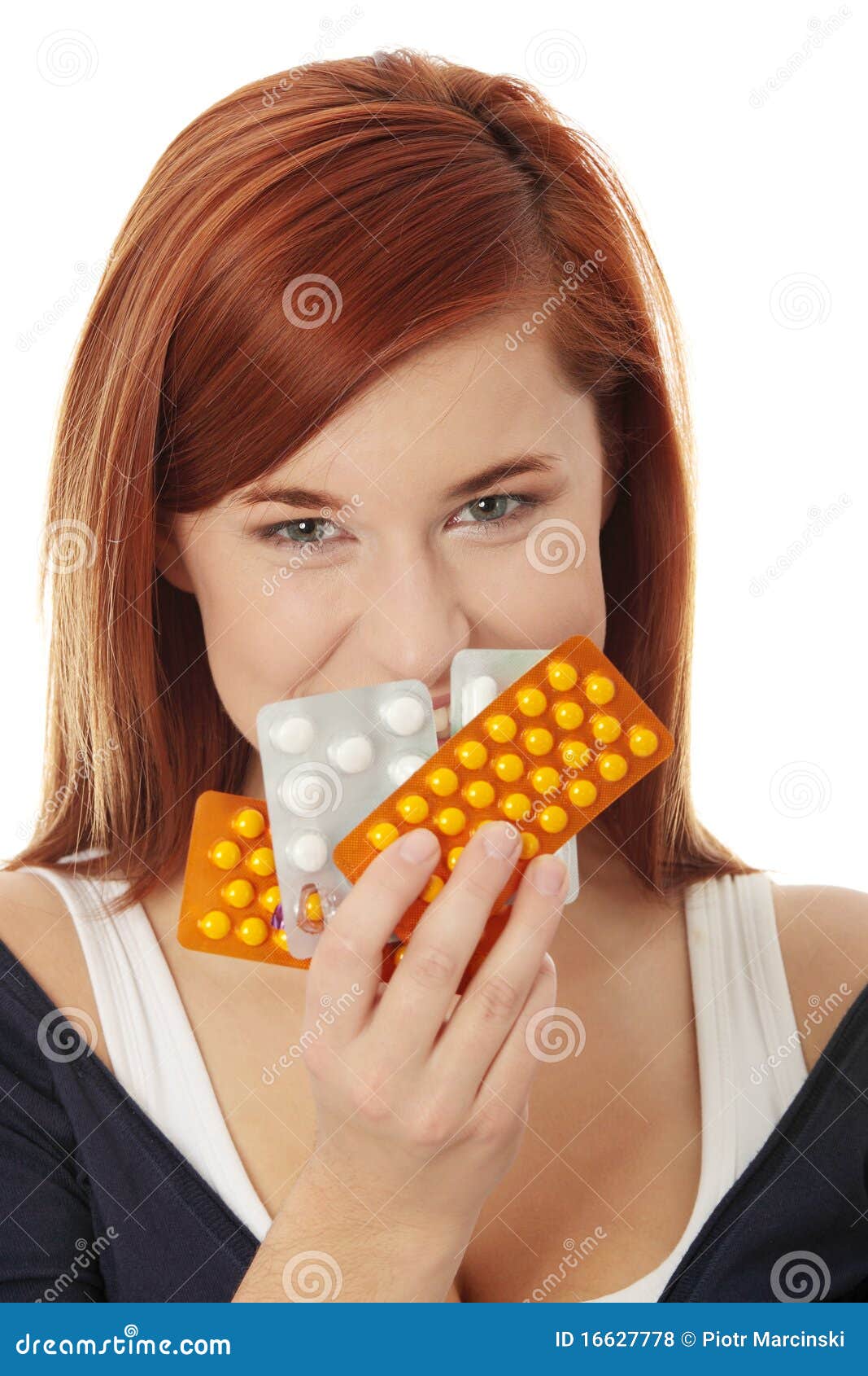 Young woman with pills stock photo. Image of beautiful - 16627778
