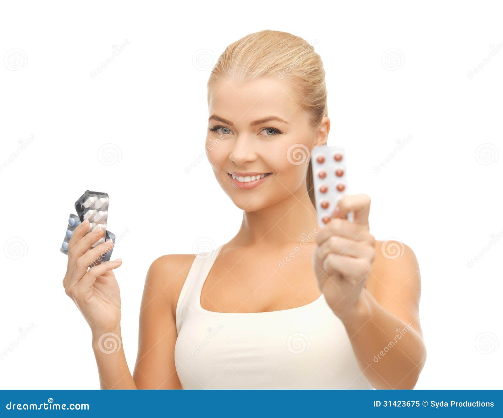 Young woman with pills stock image. Image of dose, chemistry - 31423675