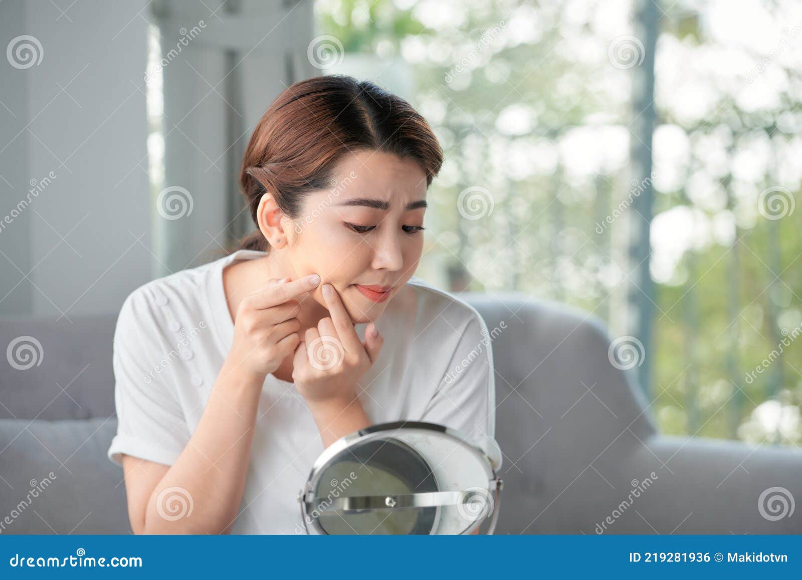 Young Woman with Pimple on Her Face Stock Photo - Image of pimple ...