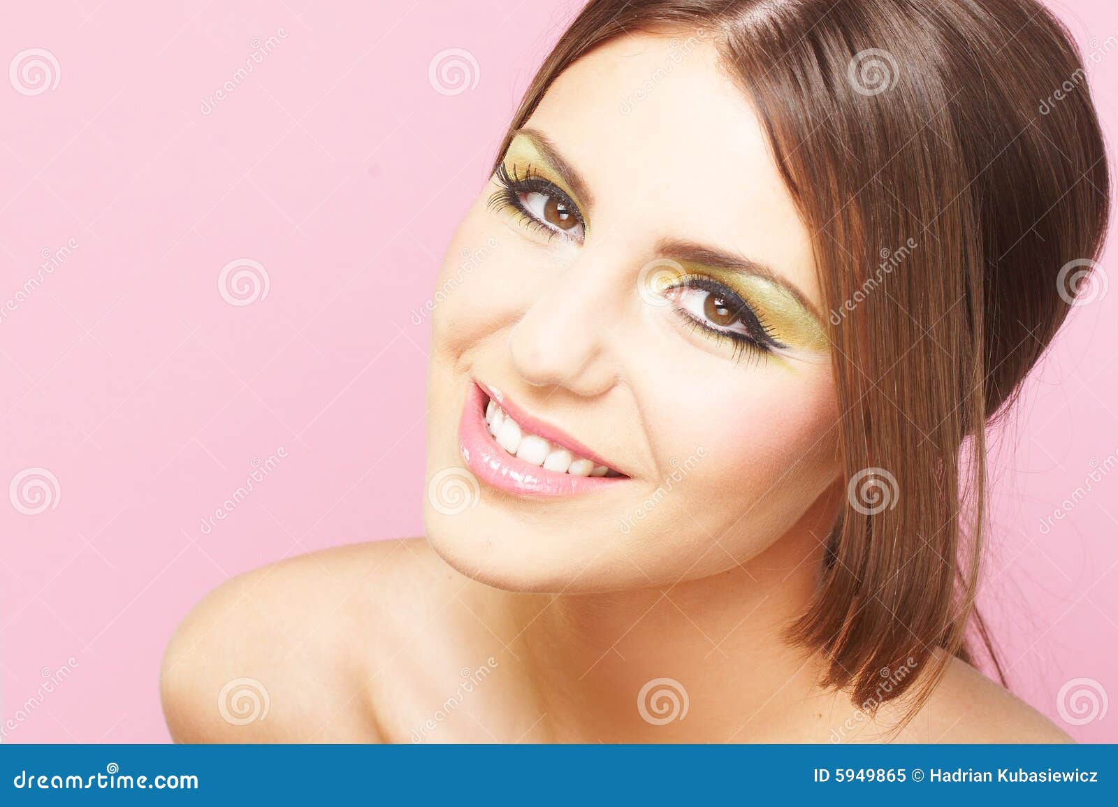 Young Woman on Pink Background Stock Image - Image of portrait, posed ...