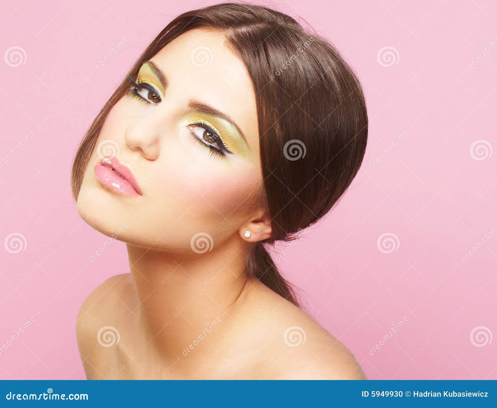 Young Woman on Pink Background Stock Photo - Image of clean, hair: 5949930