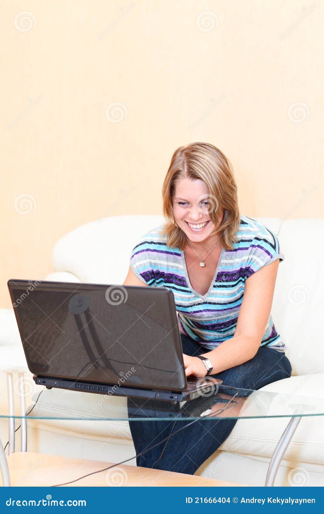 Young Woman Playing in Games on Laptop Stock Photo - Image of internet ...