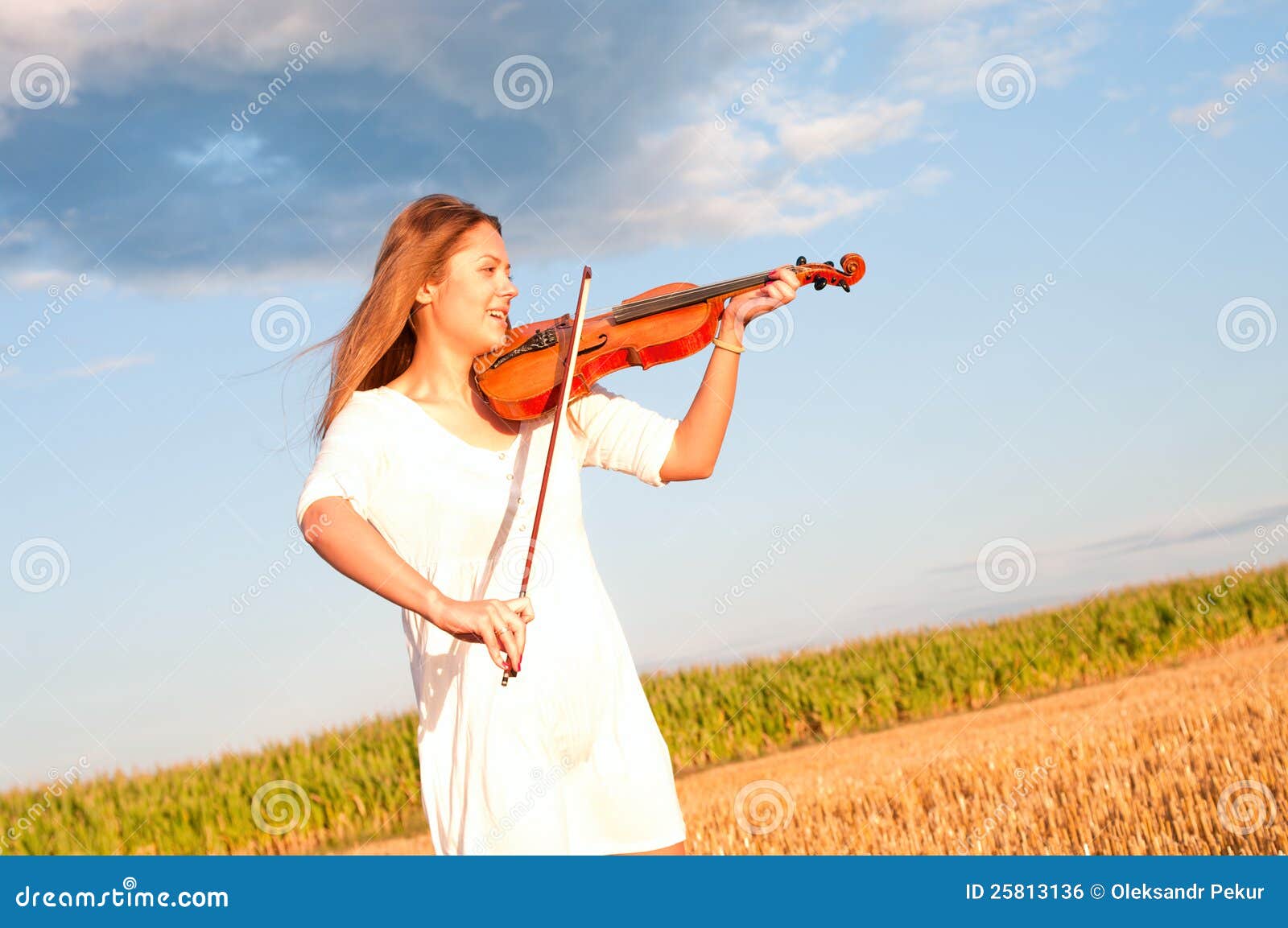 Young Woman Playing Violin Outdoors Stock Photo - Image of strings ...