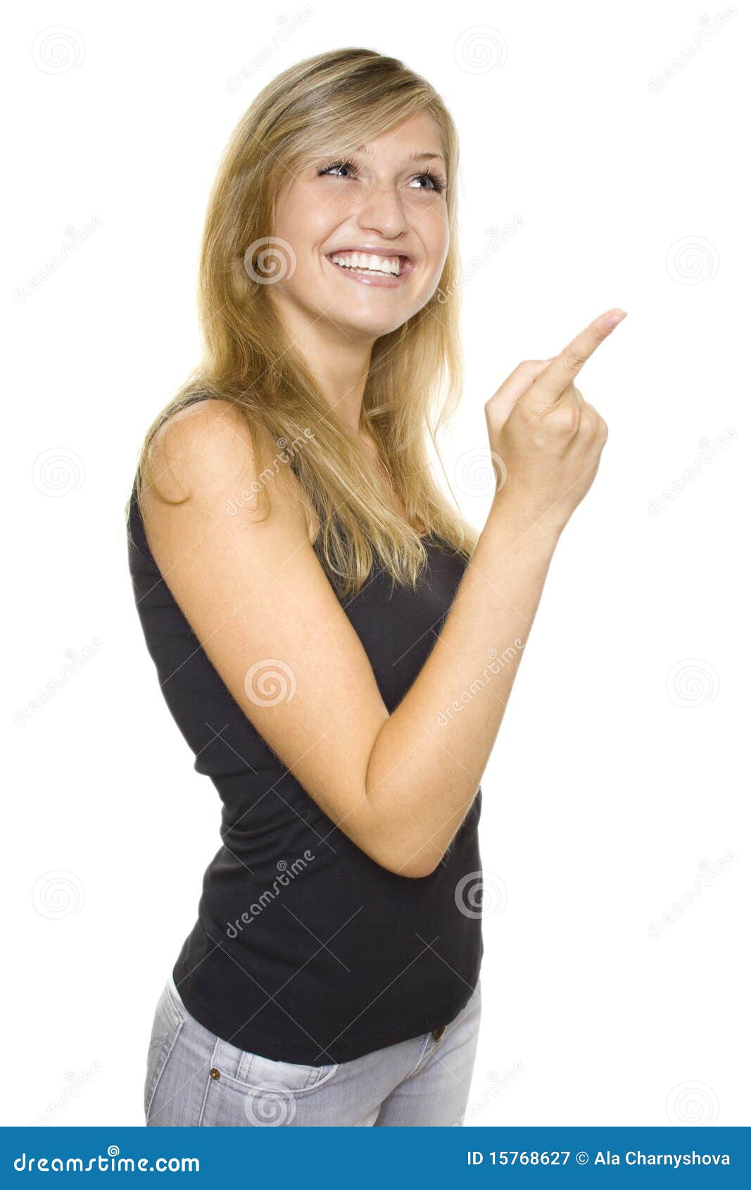 Young woman pointing stock image. Image of adult, choice - 15768627