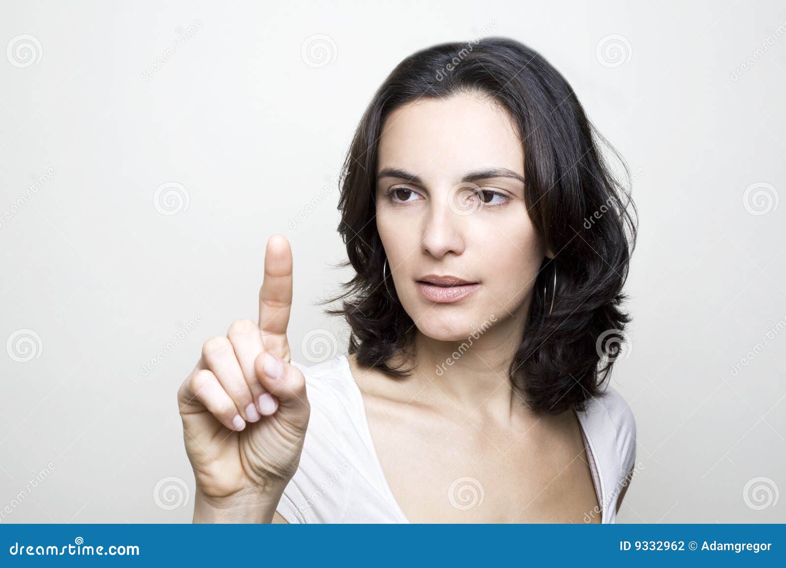 Young woman pointing stock photo. Image of woman, sign - 9332962