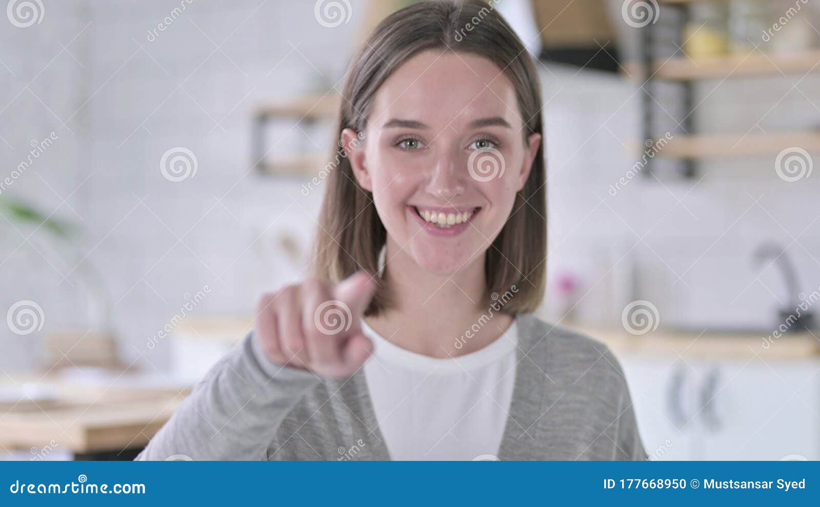 The Young Woman Pointing Finger at Camera Stock Photo - Image of woman ...