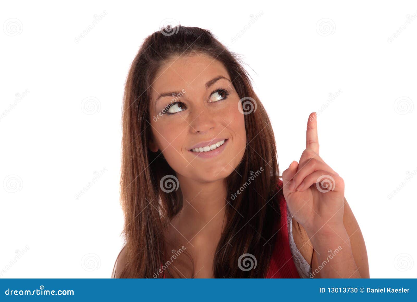 Young Woman Pointing at Something Stock Photo - Image of cute, person ...