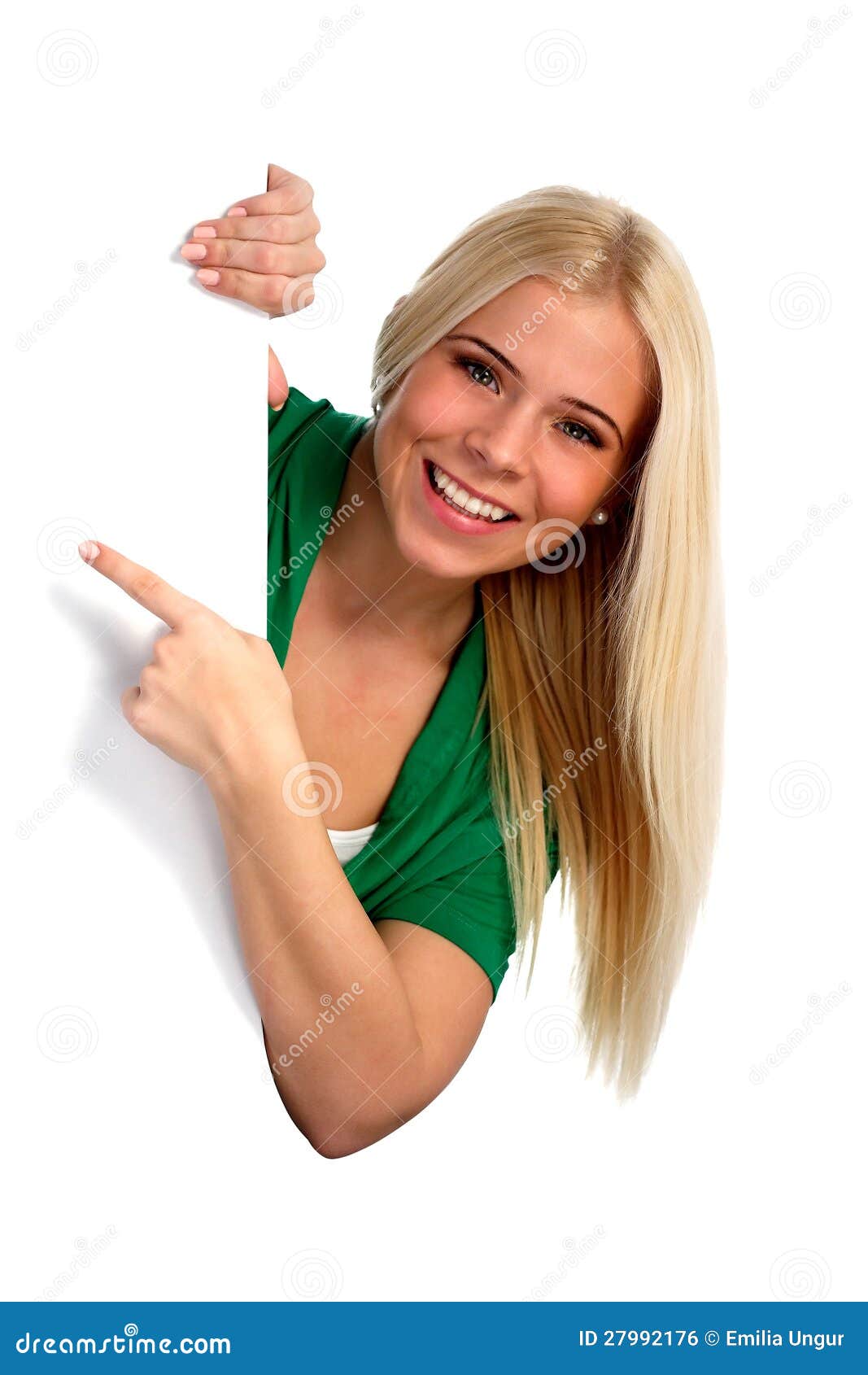 Young Woman Pointing at Something Interesting Stock Photo - Image of ...