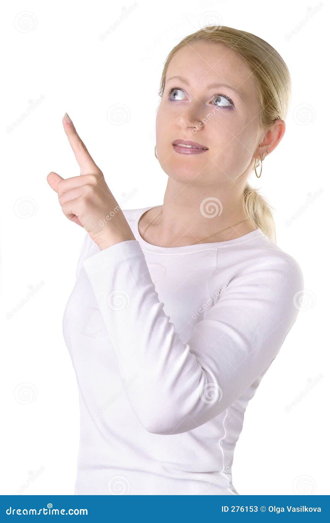 Young woman pointing up stock image. Image of fashion, glamor - 276153