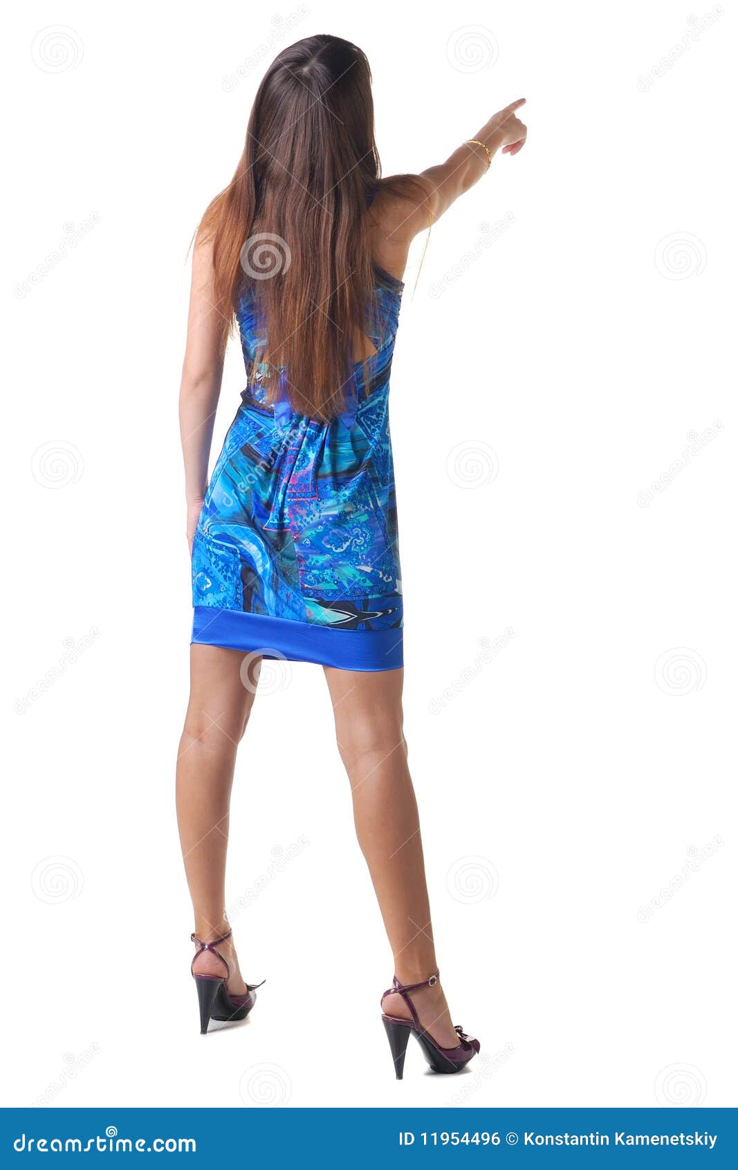 Woman Points Up - Woman Isoalted On White Background Royalty-Free Stock ...
