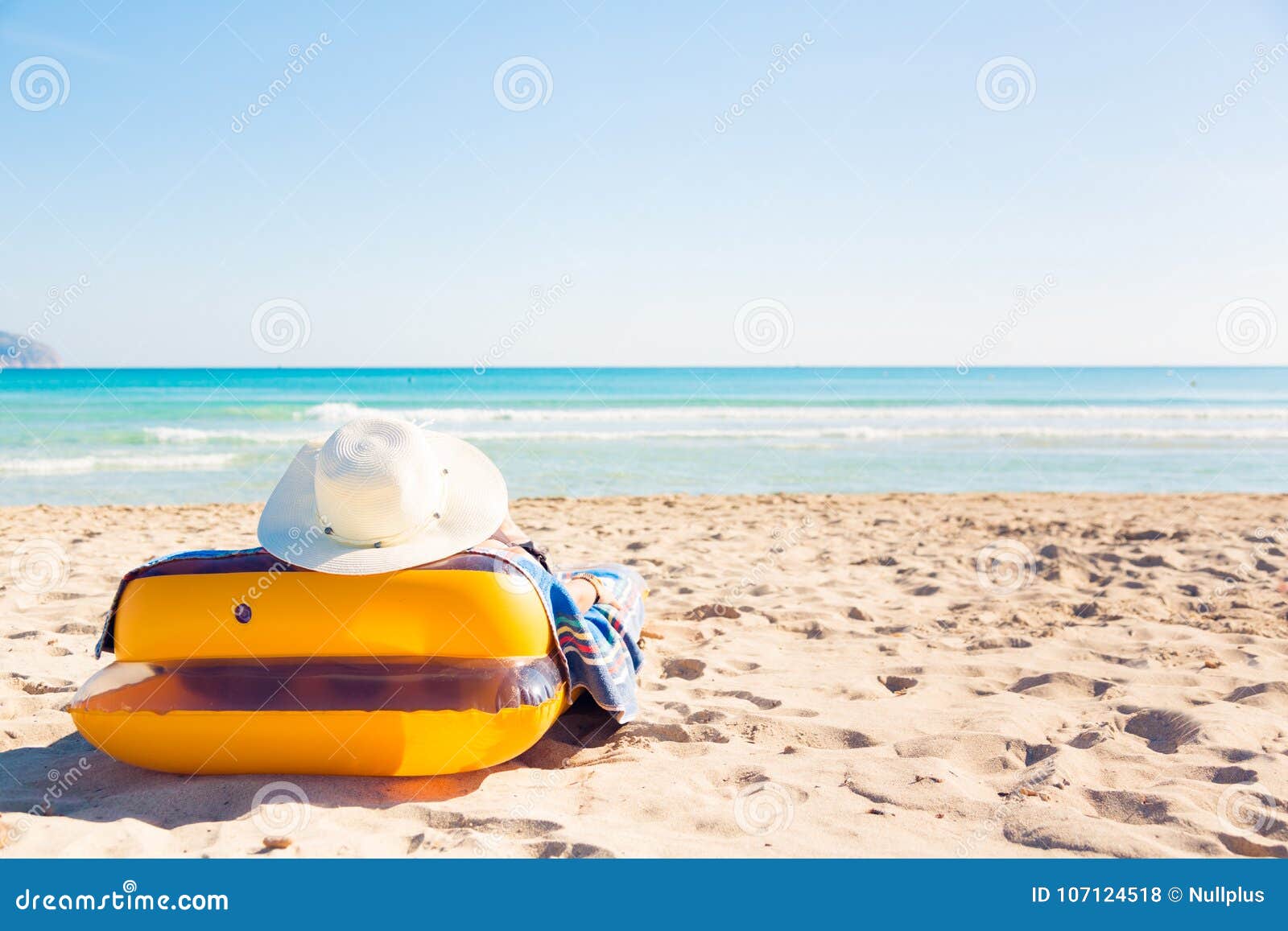 Young Woman with Pool Raft stock photo. Image of sports - 107124518