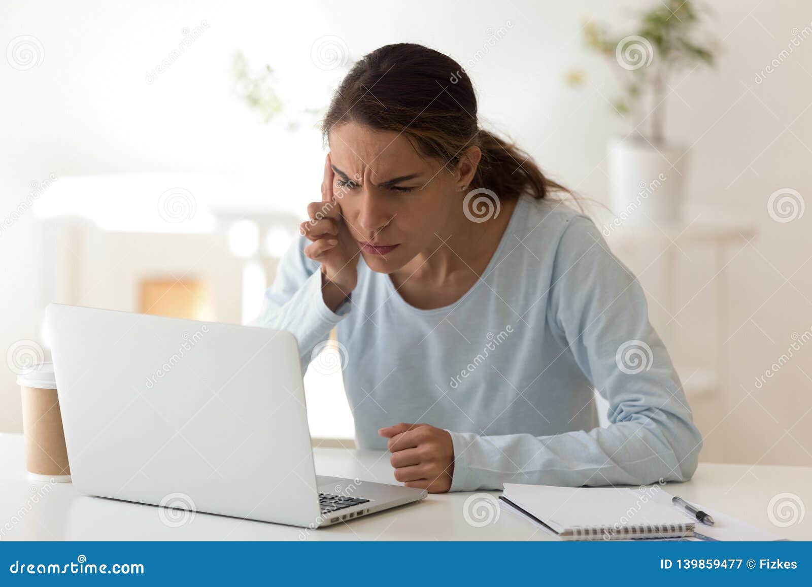 Young Woman with Poor Vision Looking at Computers Screen Stock Image ...