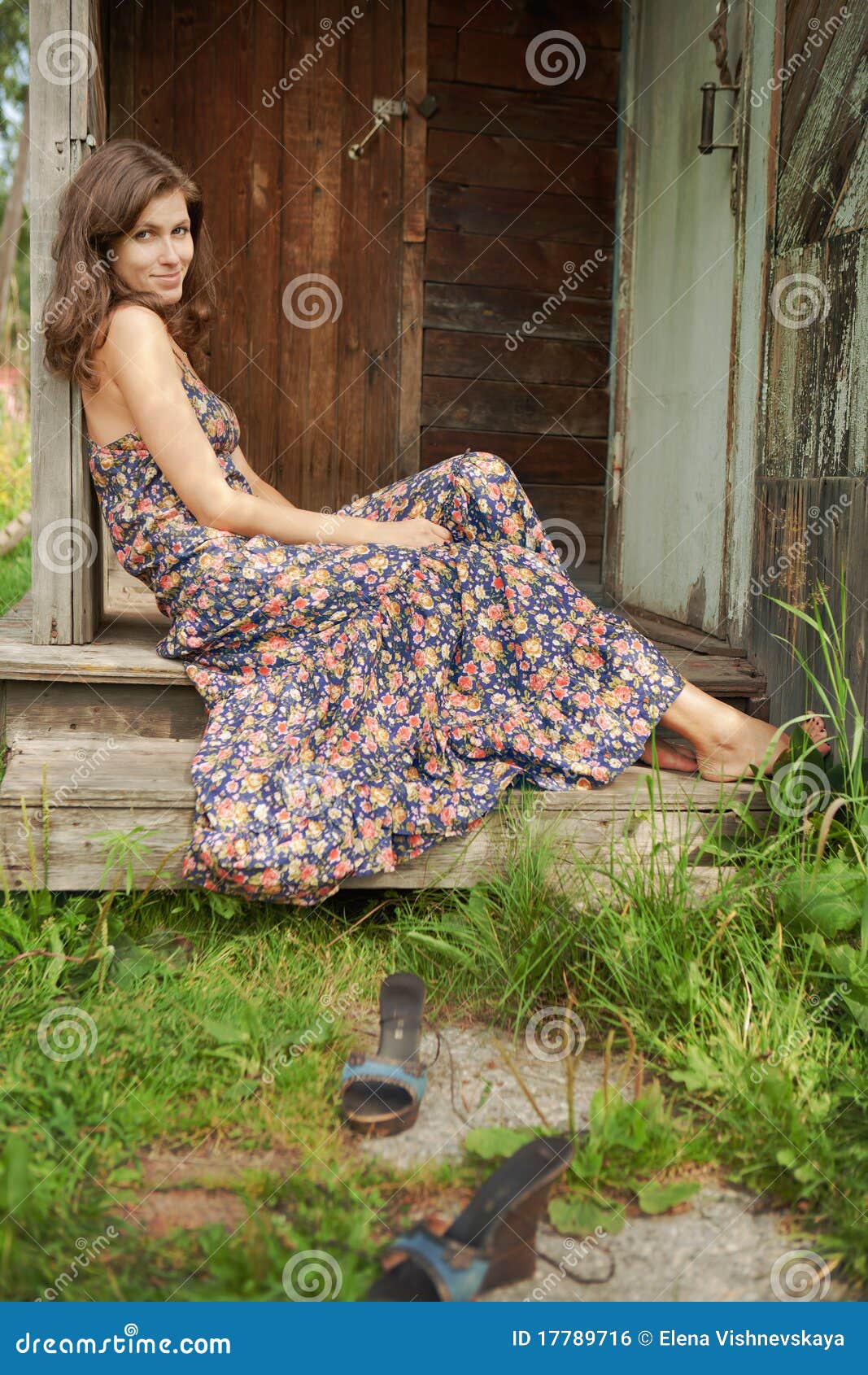 Young woman on the porch stock photo. Image of summer - 17789716