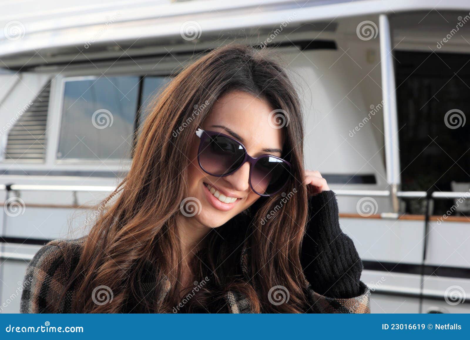 Young woman at the port stock image. Image of pose, alone - 23016619